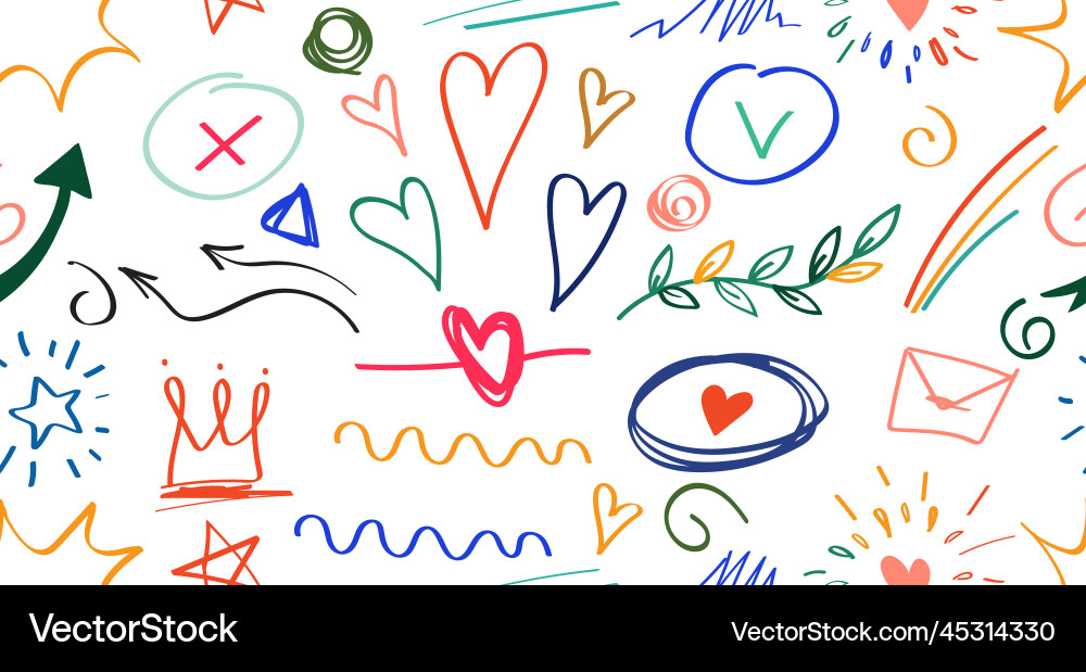 Doodle decor seamless pattern Royalty Free Vector Image