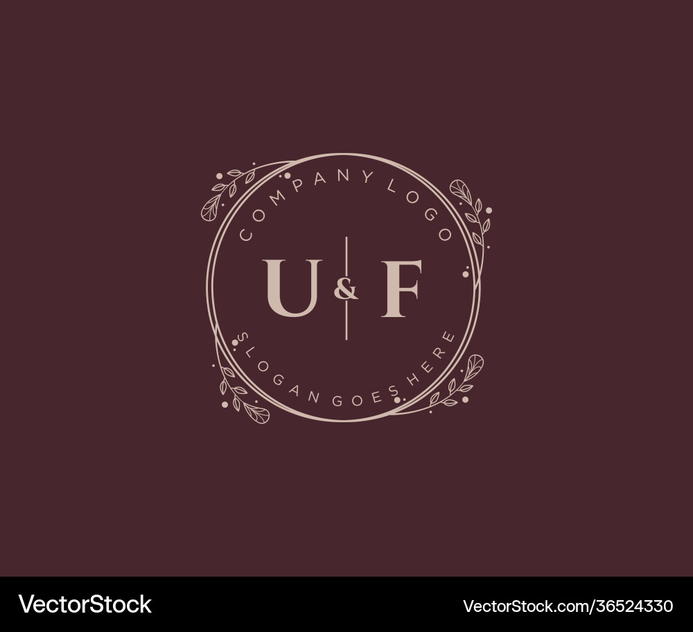 Initial uf letters decorative luxury wedding logo Vector Image