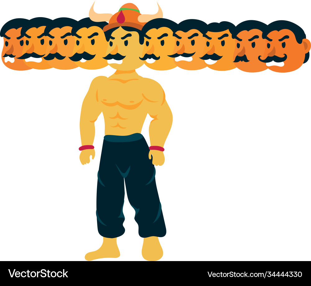 Ravana with ten heads character Royalty Free Vector Image