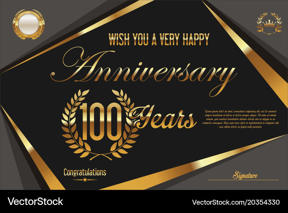 Retro vintage anniversary background 100 years Vector Image
