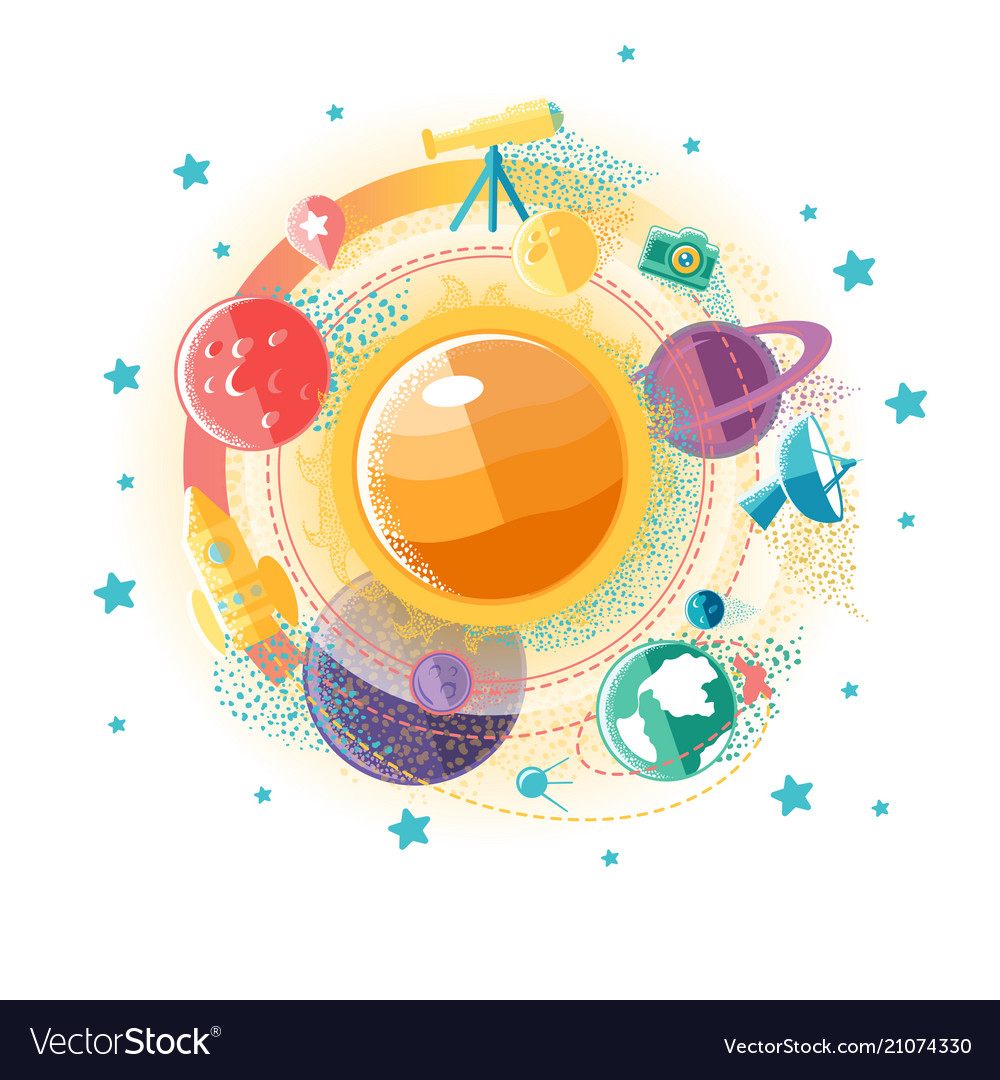 Solar system and space flights Royalty Free Vector Image