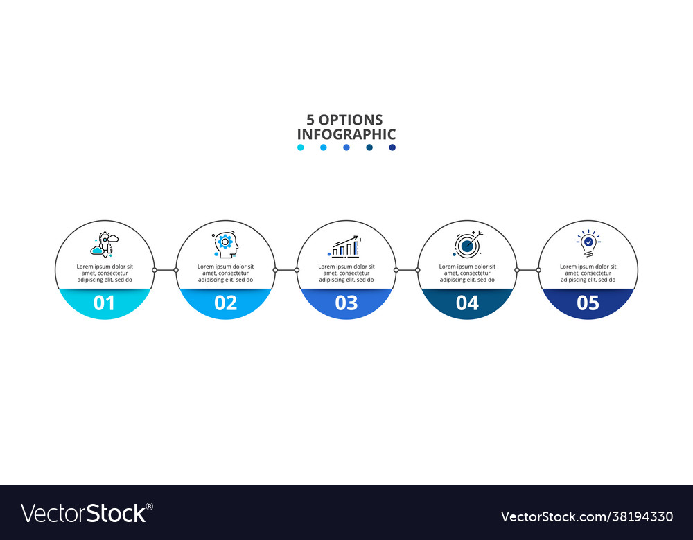 Thin lines with color circles five circles Vector Image