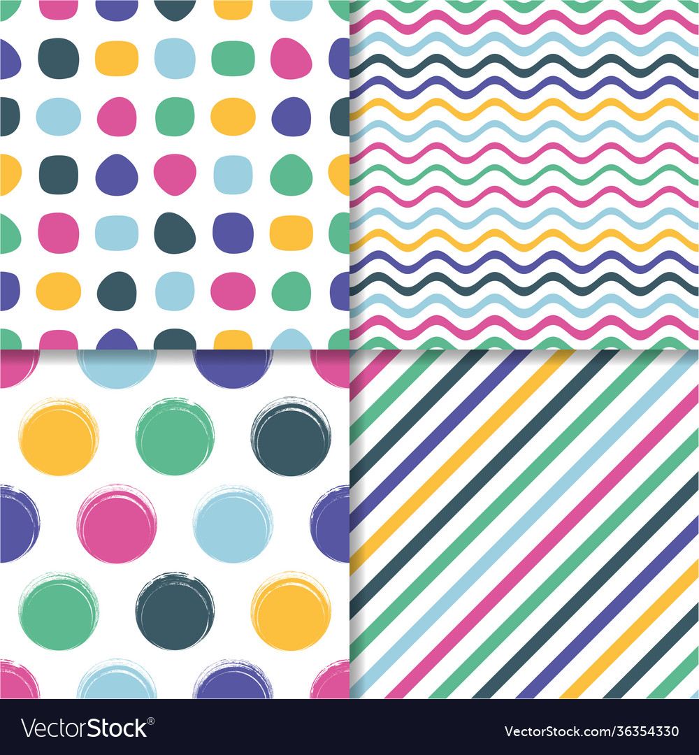 Various seamless simple retro pattern set Vector Image