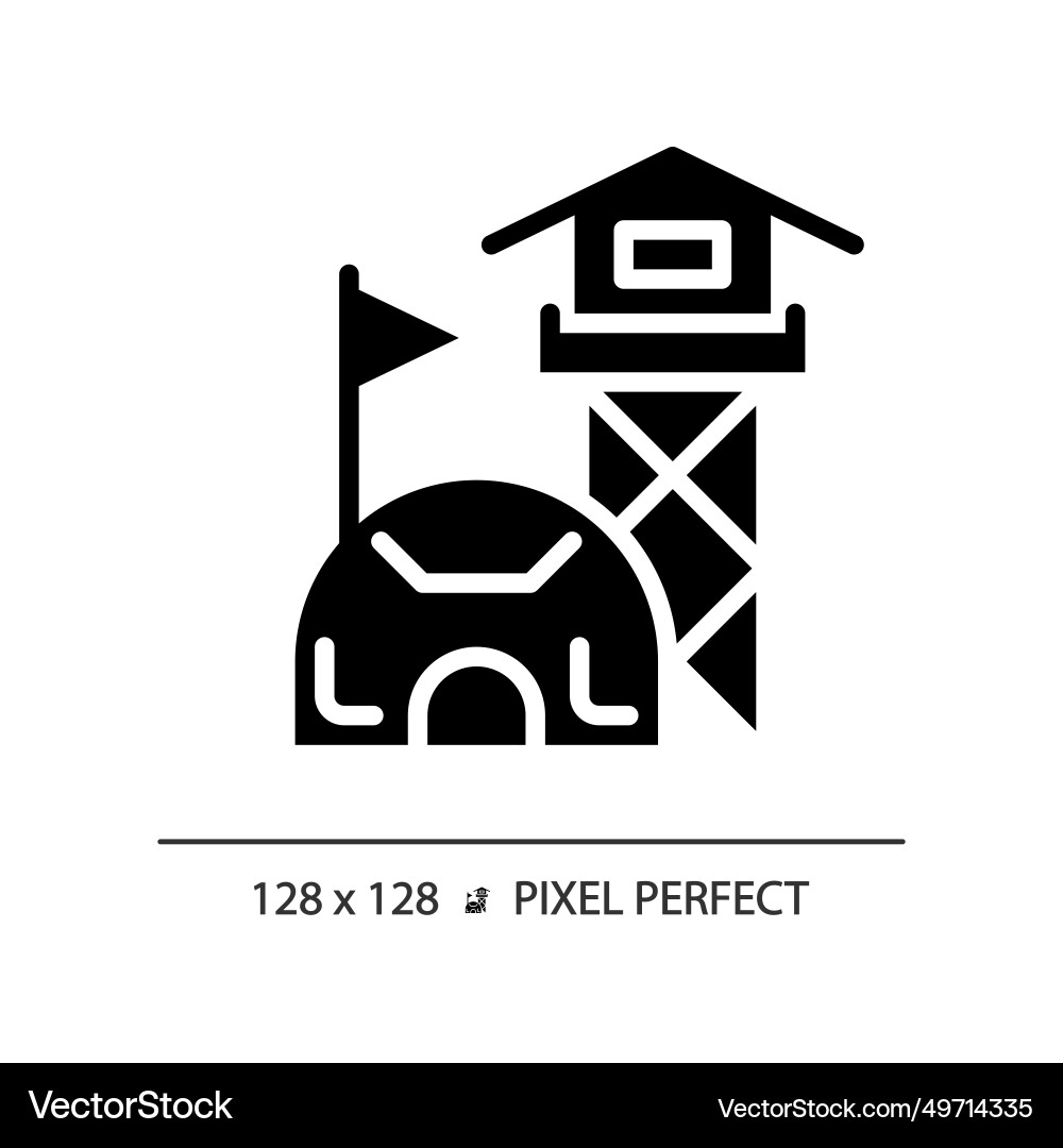 2d pixel perfect simple glyph style military base Vector Image