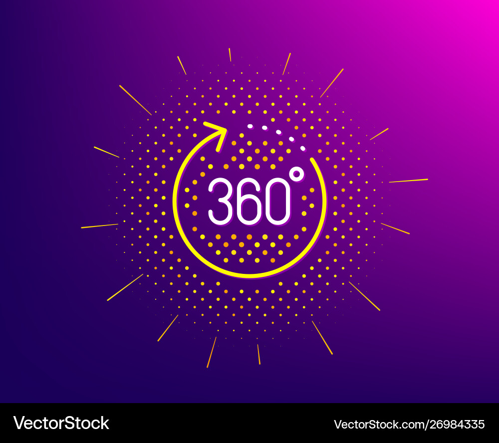 360 degrees line icon panoramic view sign vr Vector Image