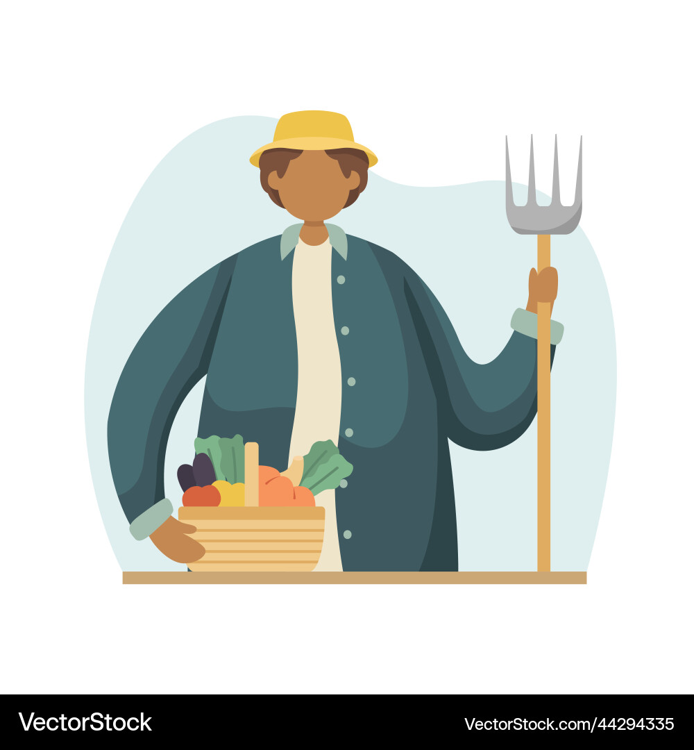 A farmer with pitchfork in his hand Royalty Free Vector