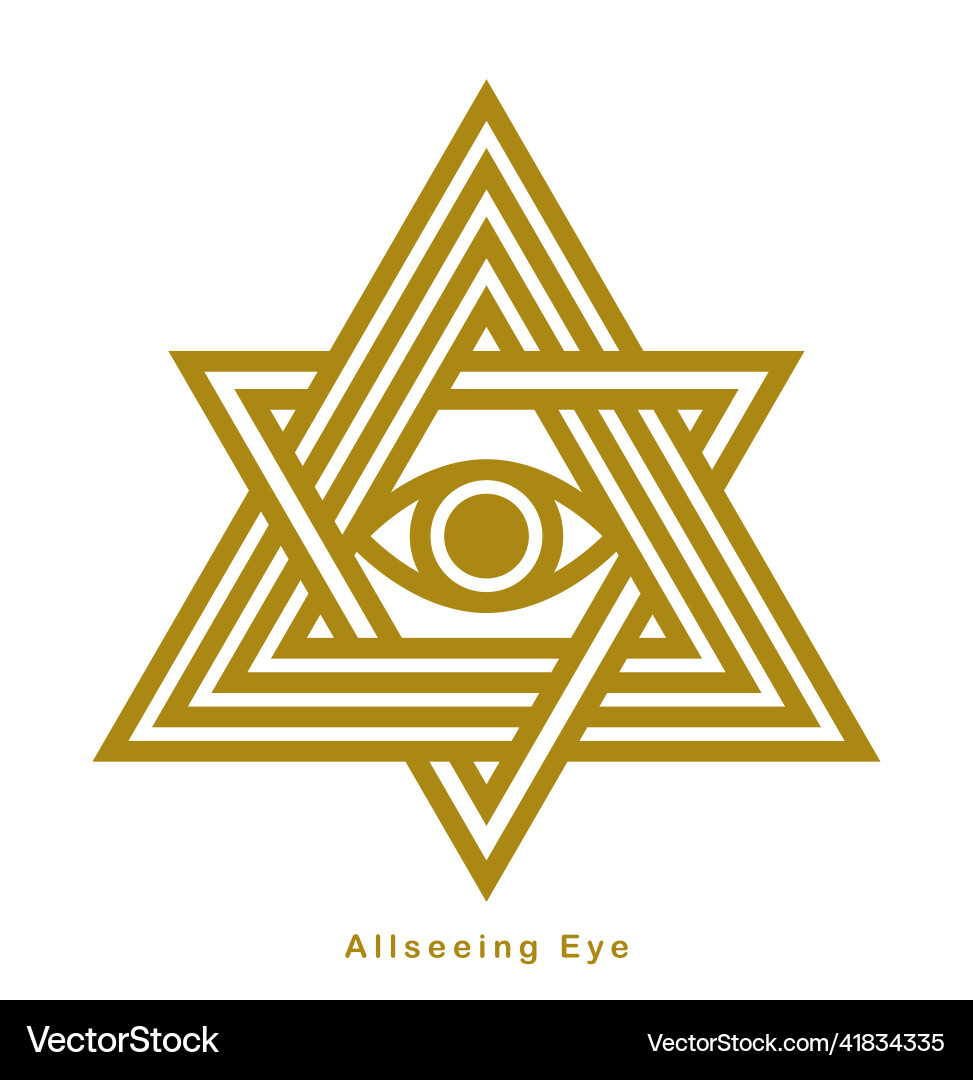 All seeing eye in triangle pyramid ancient symbol Vector Image