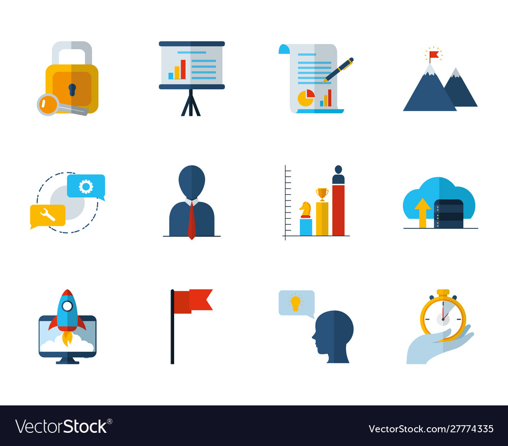 Business work success finance icons set Royalty Free Vector