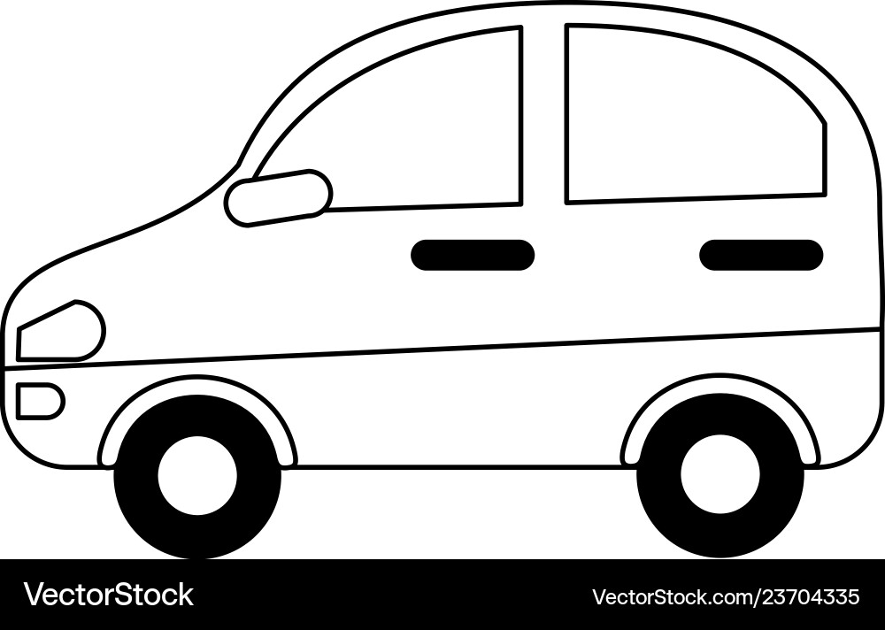 Car vehicle sideview black and white Royalty Free Vector