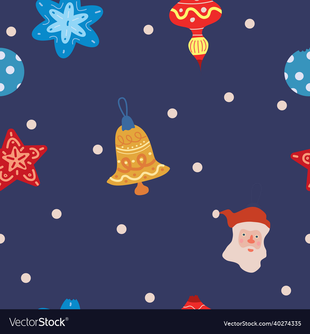 Christmas seamless pattern vintage balls toys Vector Image