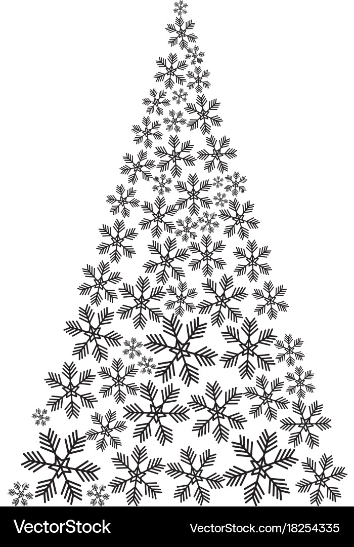 Christmas tree made from snowflakes ornament Vector Image