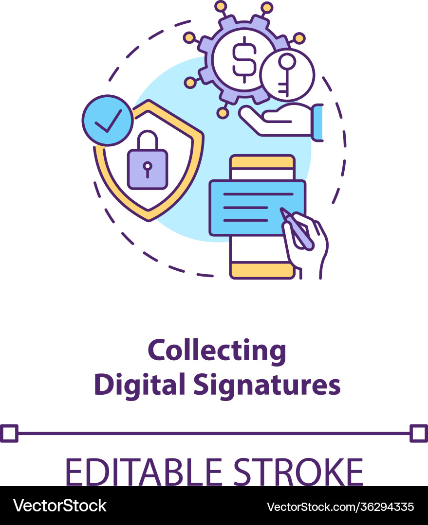Collecting digital signatures concept icon Vector Image