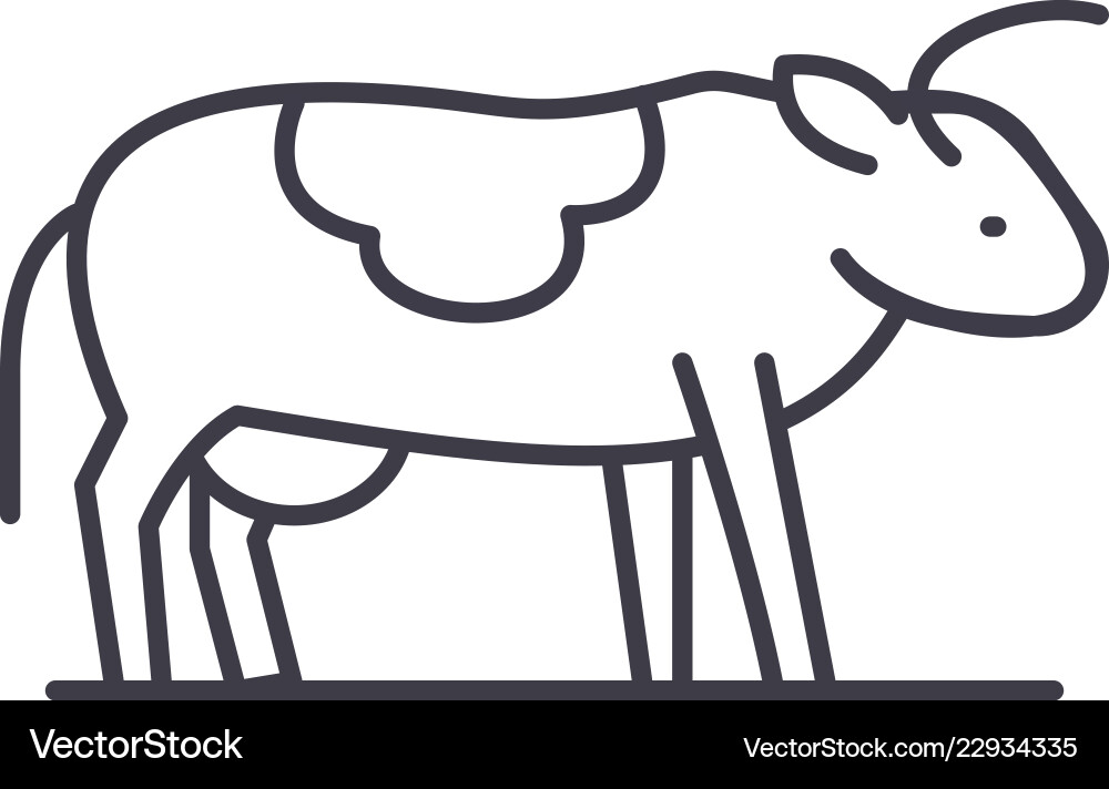 Cute cow line icon concept cow linear Royalty Free Vector
