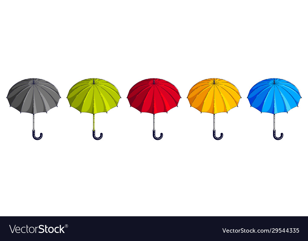 Different color umbrellas set Royalty Free Vector Image