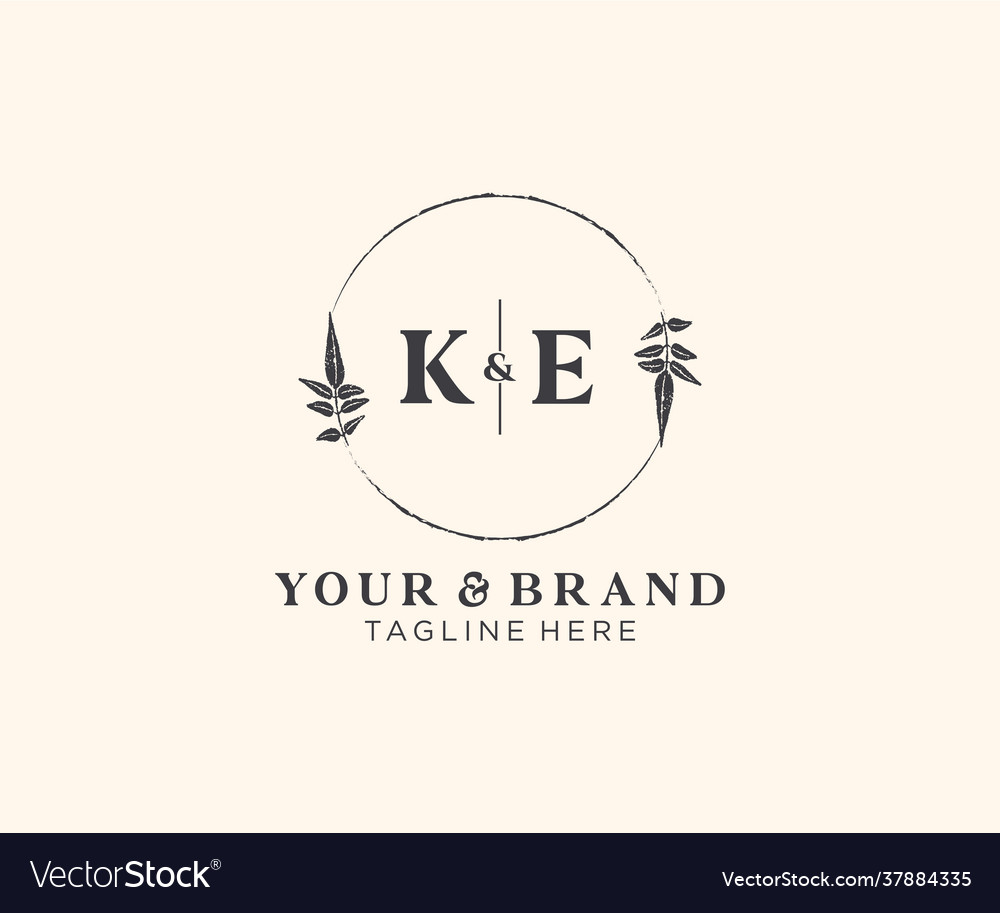 Initial ke letters floral frames botanical Vector Image Initial ke letters floral frames botanical Vector Image