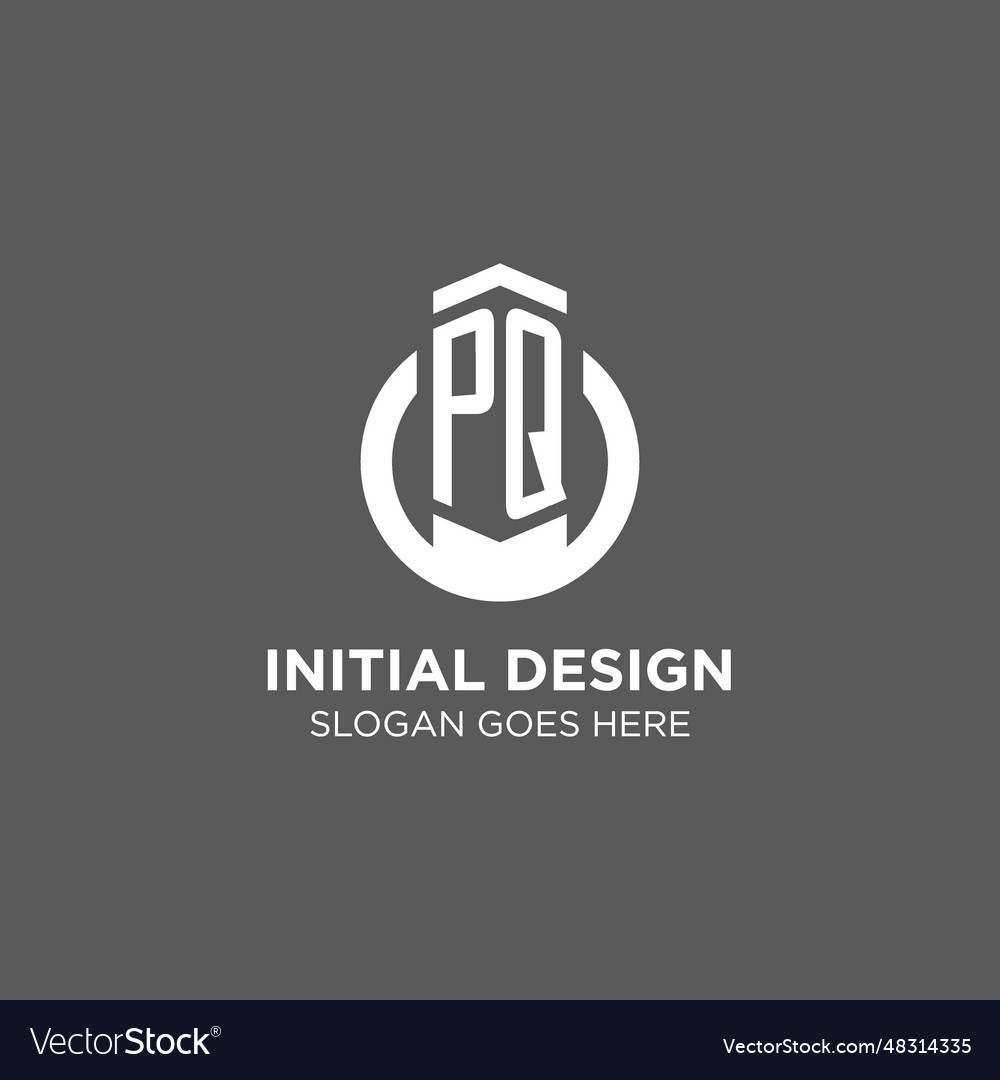 Initial pq circle round line logo abstract Vector Image
