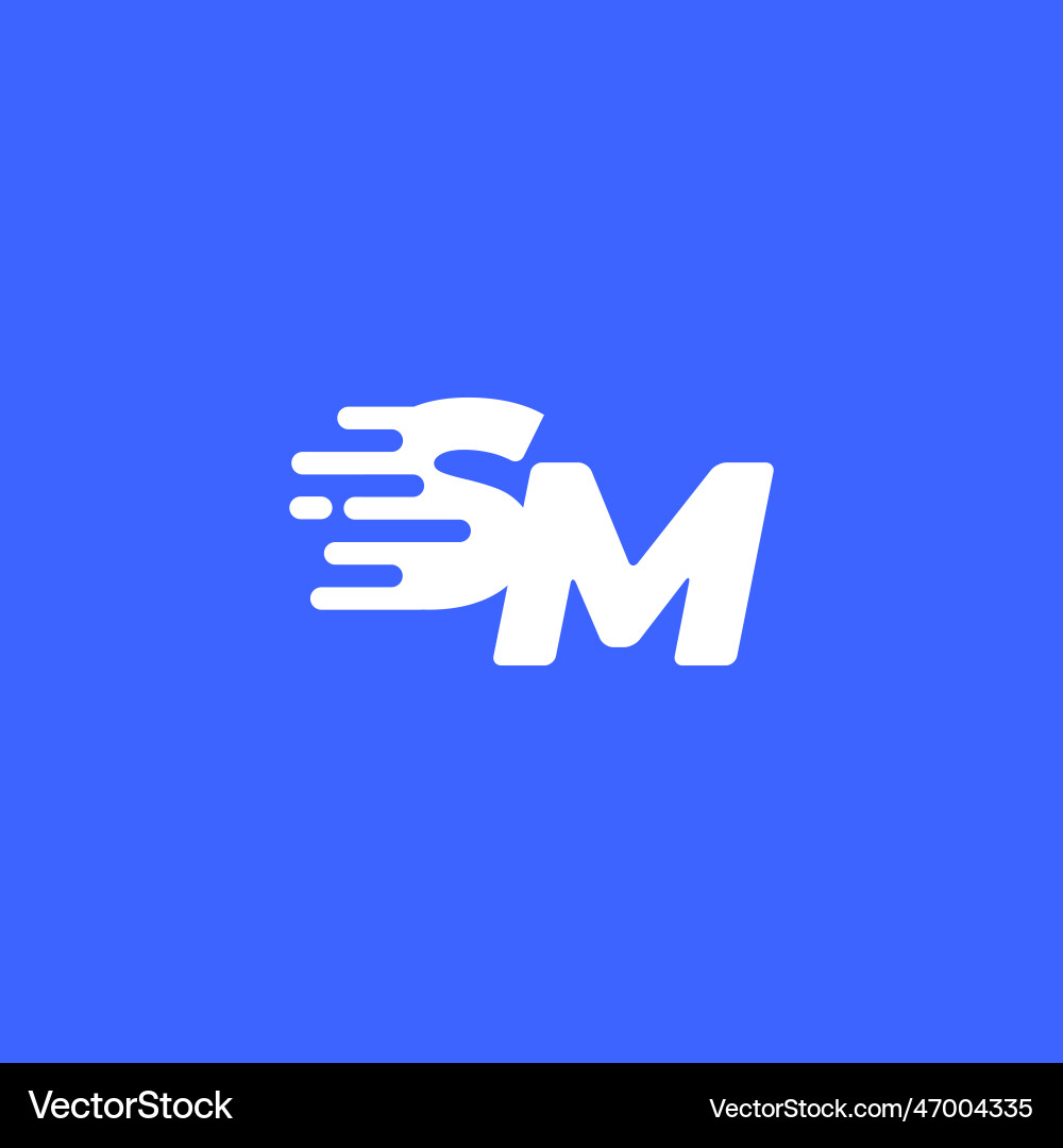 Letter sm fast speed technology modern logo design