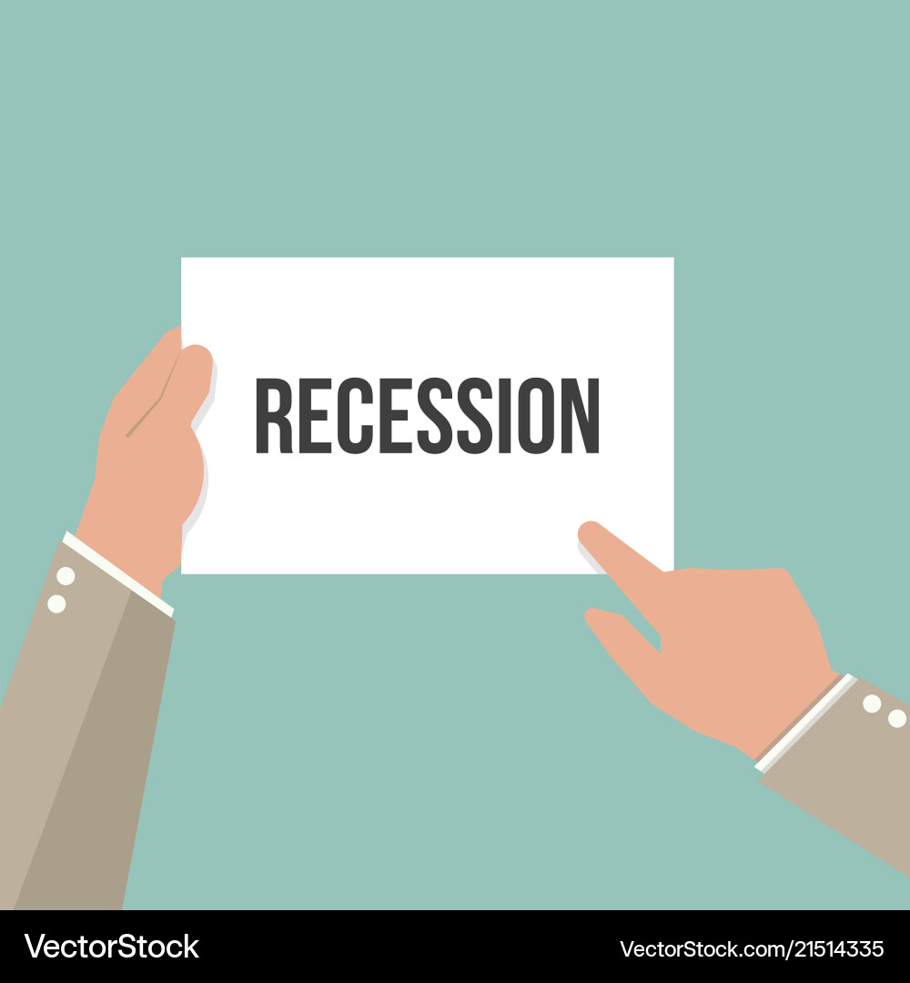 Man showing paper recession text Royalty Free Vector Image