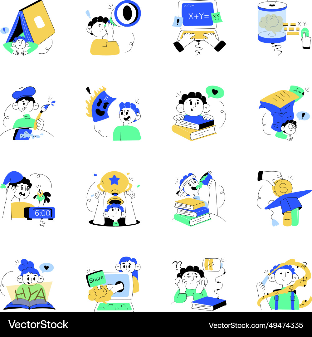 Modern pack of education hand drawn Royalty Free Vector