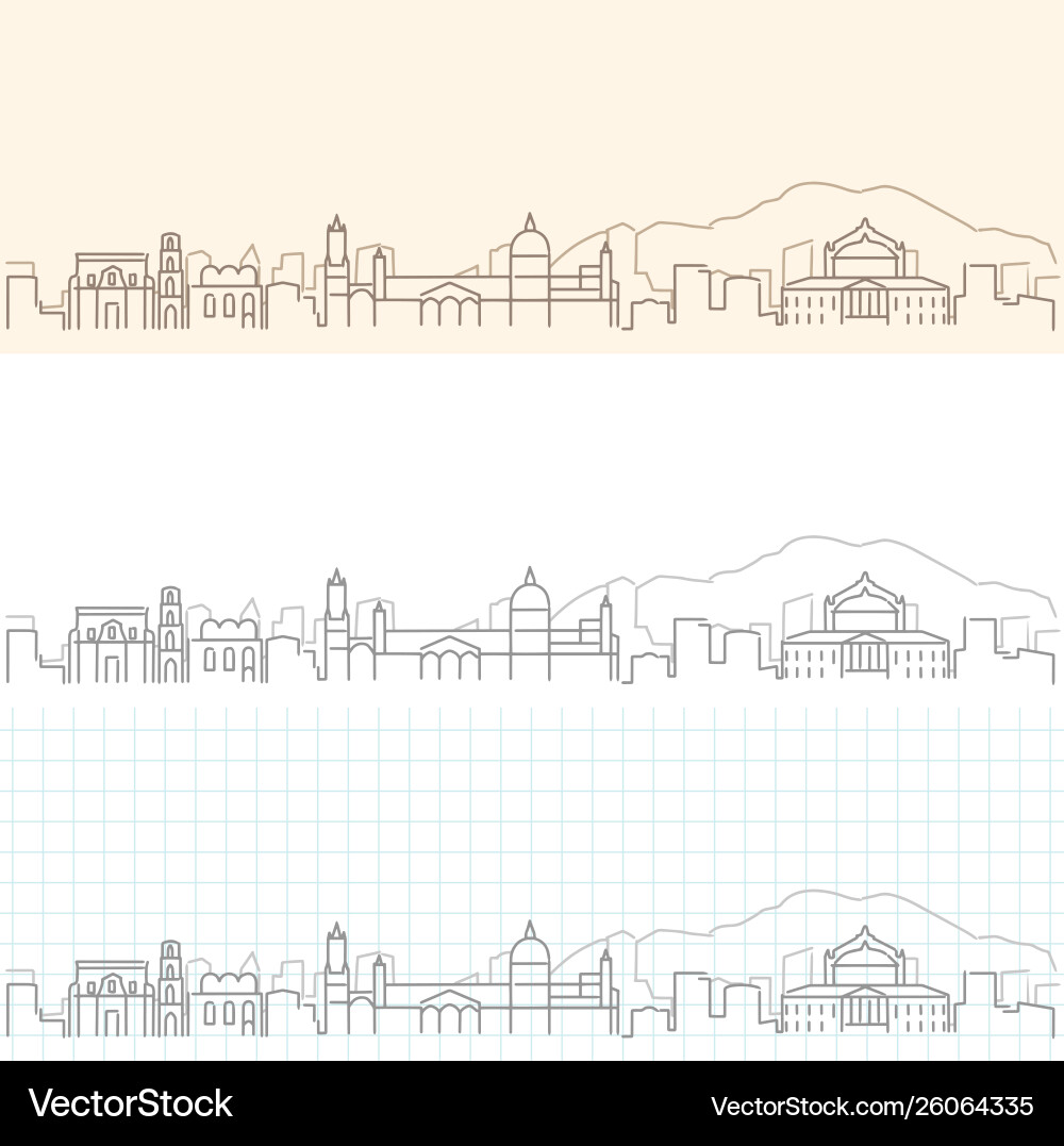 Palermo hand drawn profile skyline Royalty Free Vector Image
