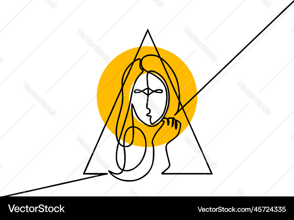 Pretty girl continuous one line drawing Royalty Free Vector