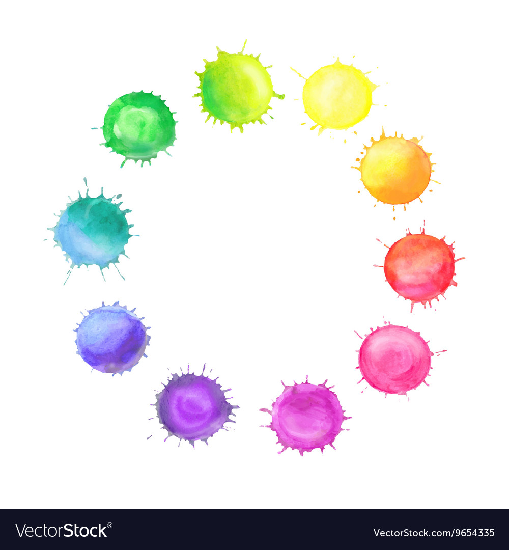 Round Frame Made Of Watercolor Rainbow Blobs Vector Image