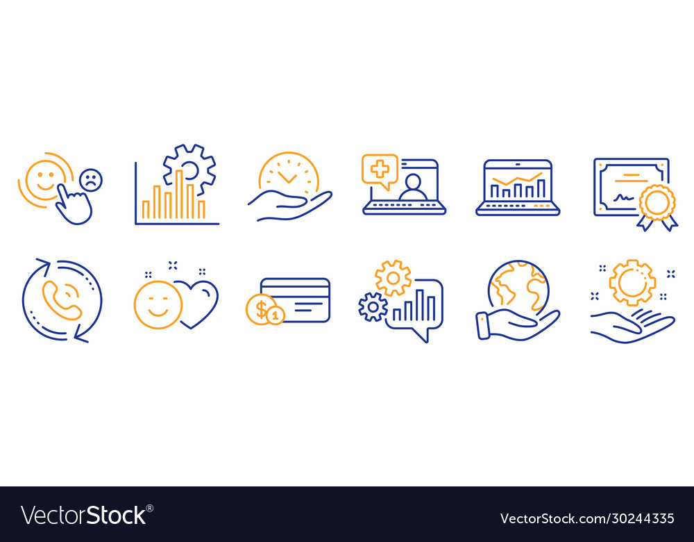 Set technology icons such as seo graph Royalty Free Vector