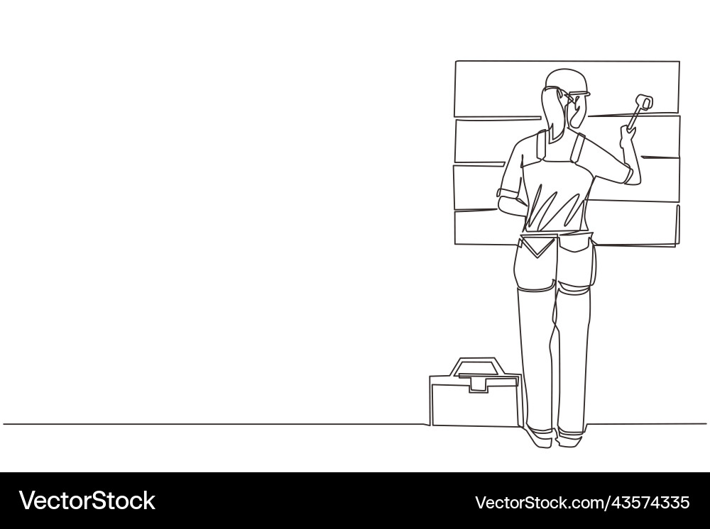 Single one line drawing woman professional worker Vector Image