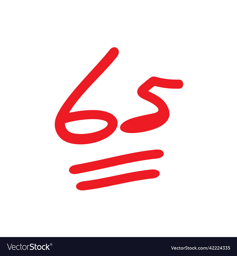 Sixty five points 65 grade Royalty Free Vector Image