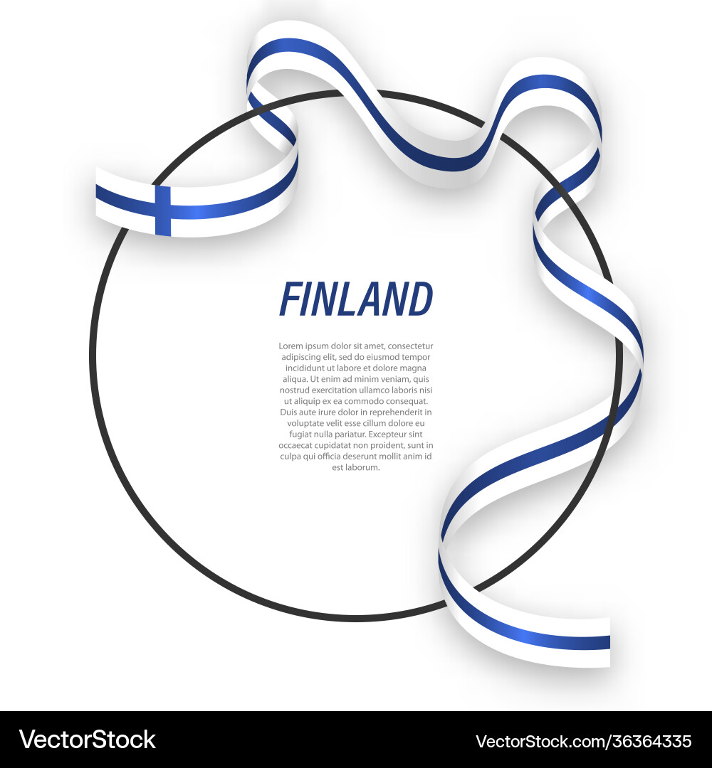 Waving ribbon flag finland on circle frame Vector Image
