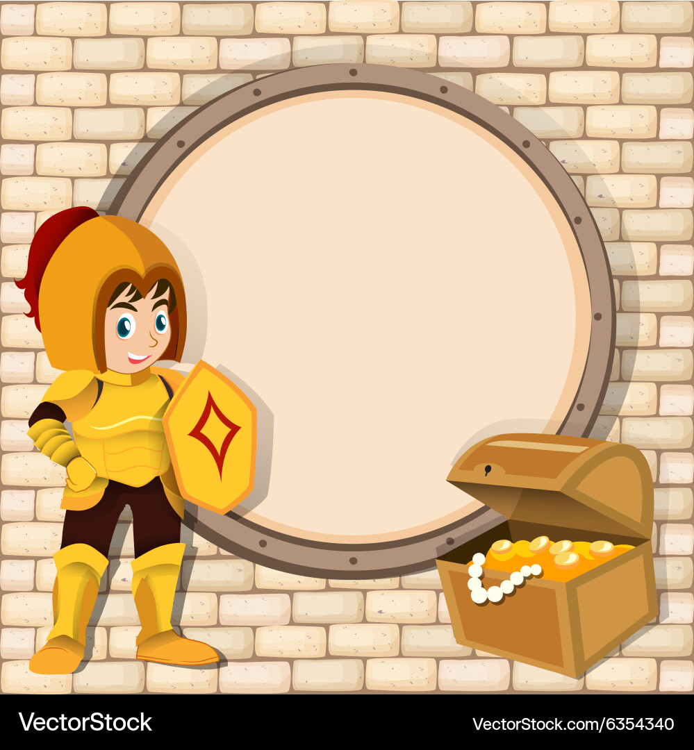 Border design with knight and gold Royalty Free Vector Image