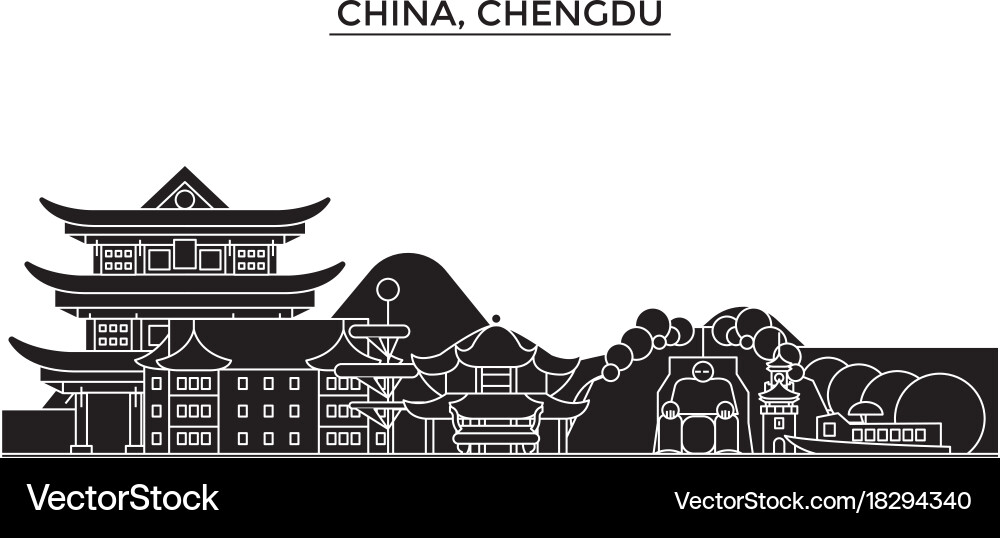 China chengdu architecture urban skyline Vector Image