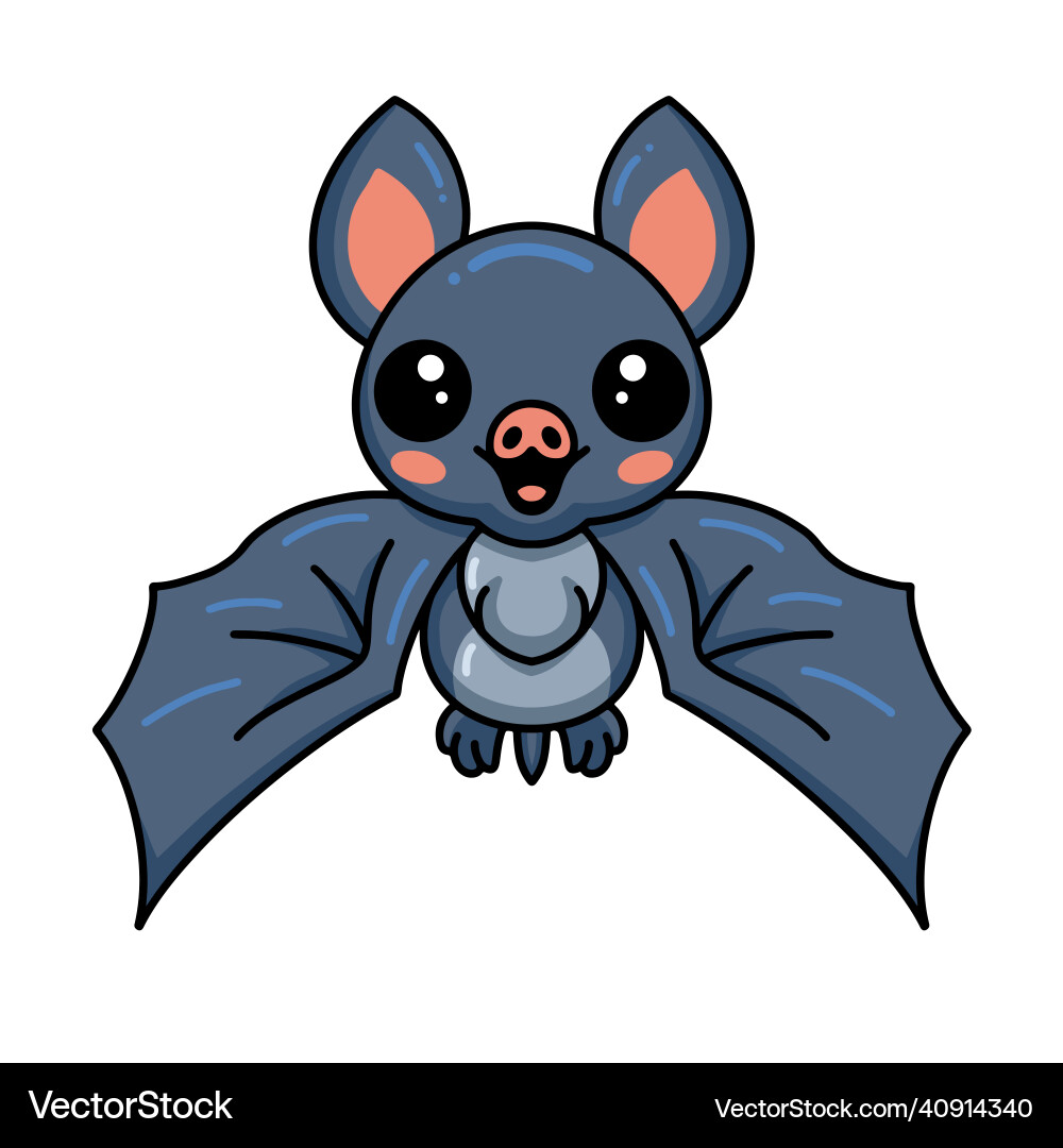 Cute little bat cartoon flying Royalty Free Vector Image