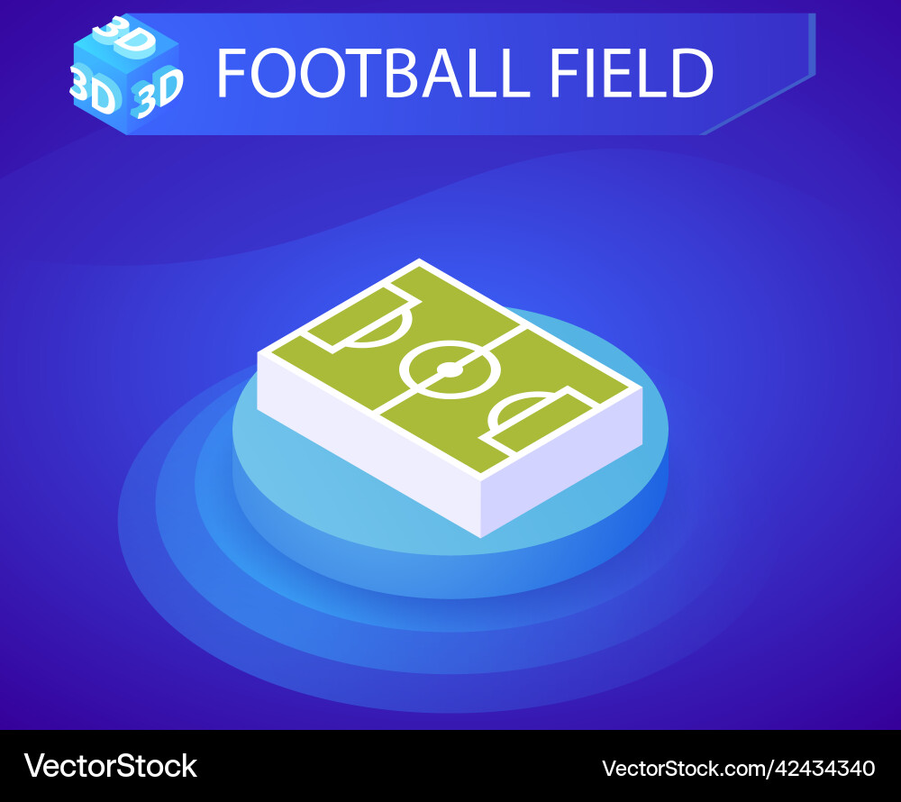 Football field isometric design icon web 3d Vector Image