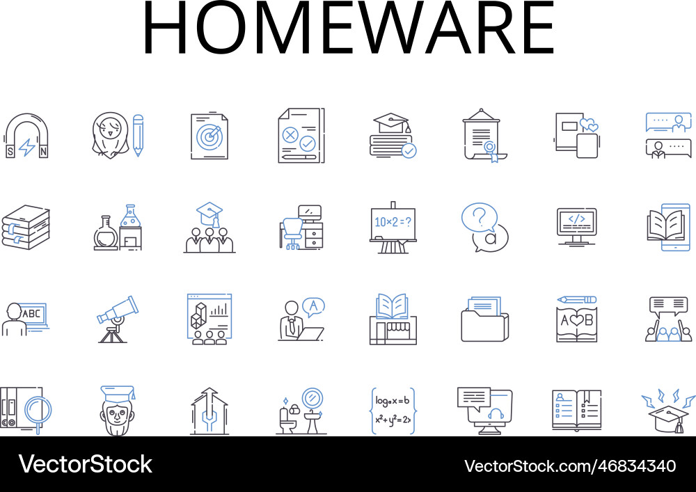Homeware line icons collection cookware Royalty Free Vector