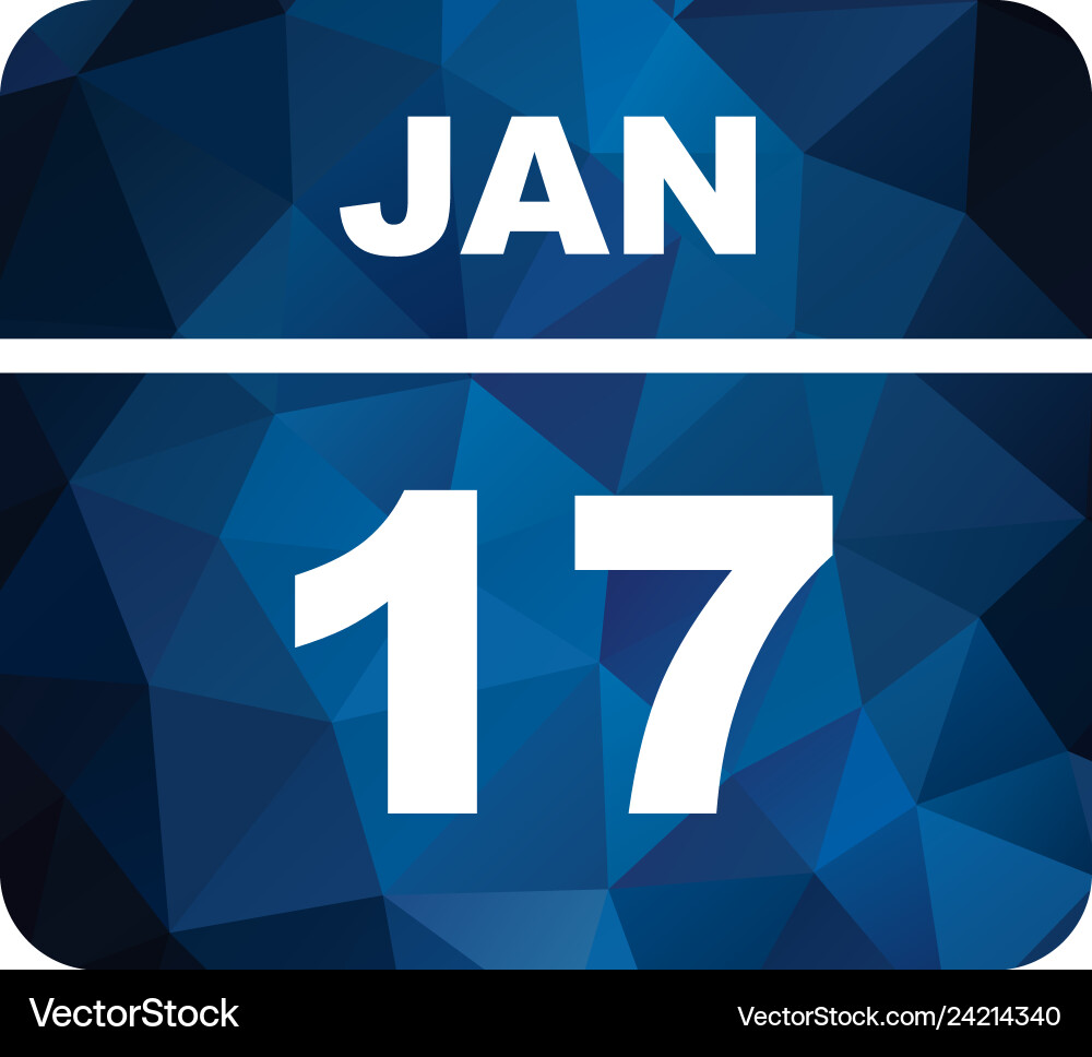 January 17th date on a single day calendar Vector Image