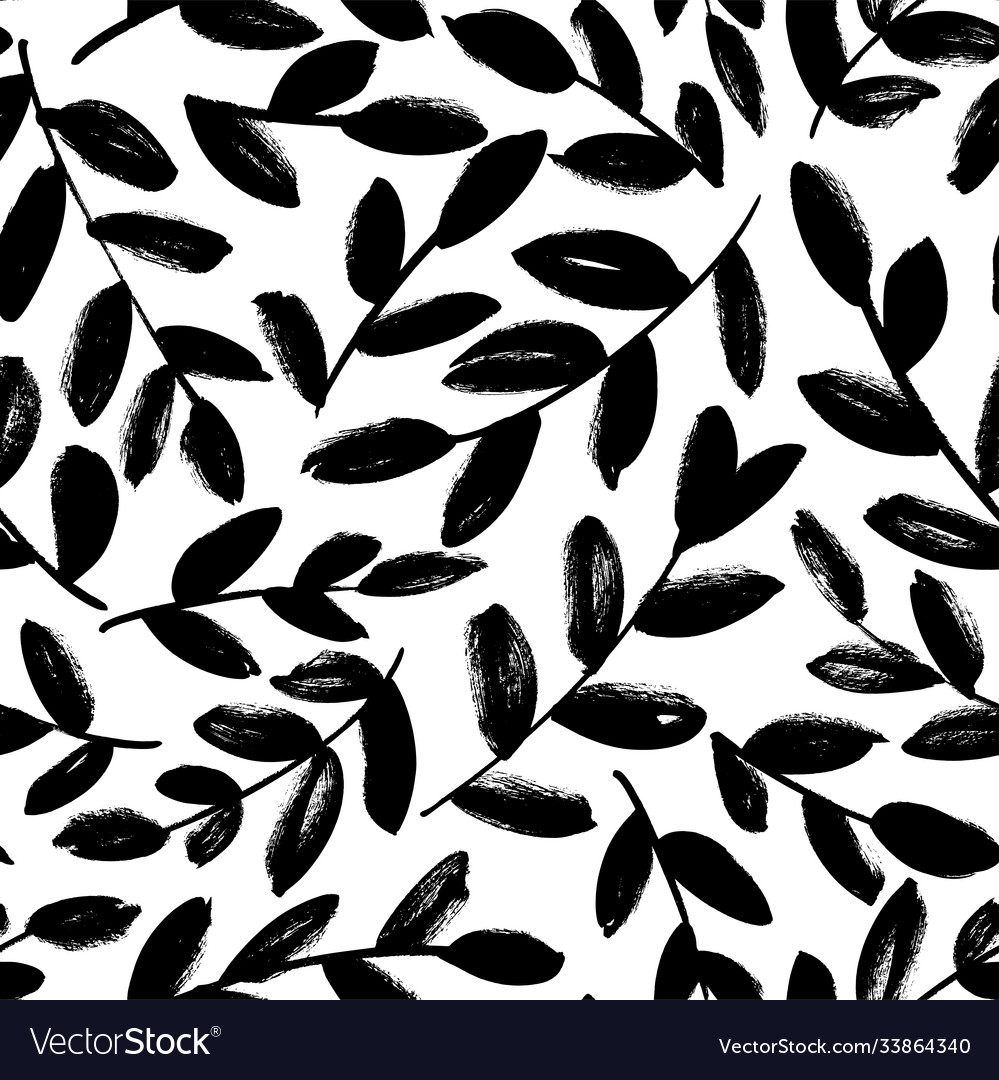 Leaves and branches seamless pattern Royalty Free Vector