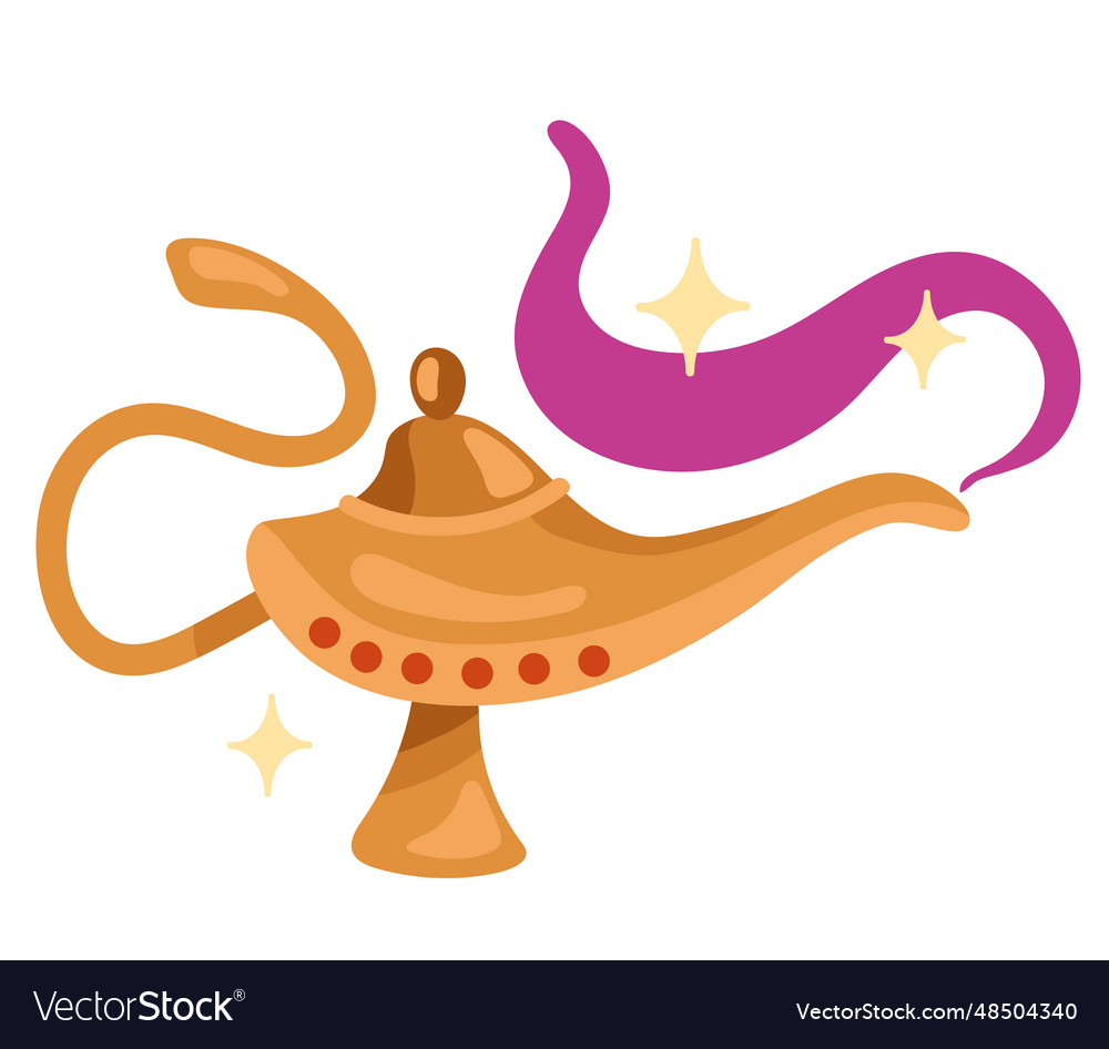 Magic genie lamp treasure Royalty Free Vector Image