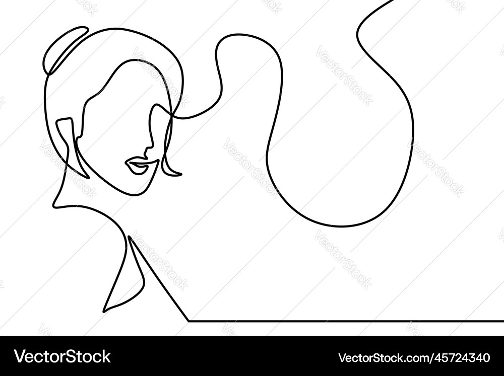 Pretty girl continuous one line drawing Royalty Free Vector