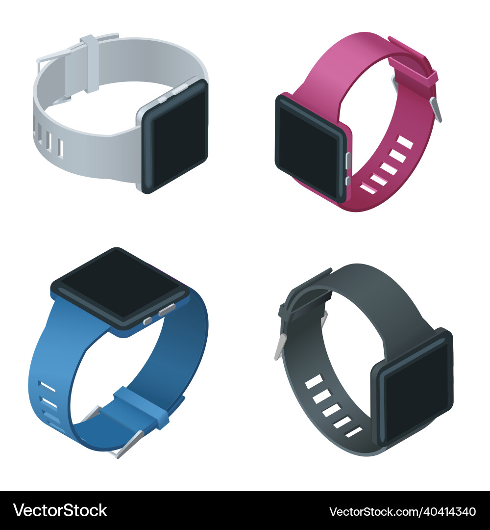 Realistic isometric of smartwatches Royalty Free Vector