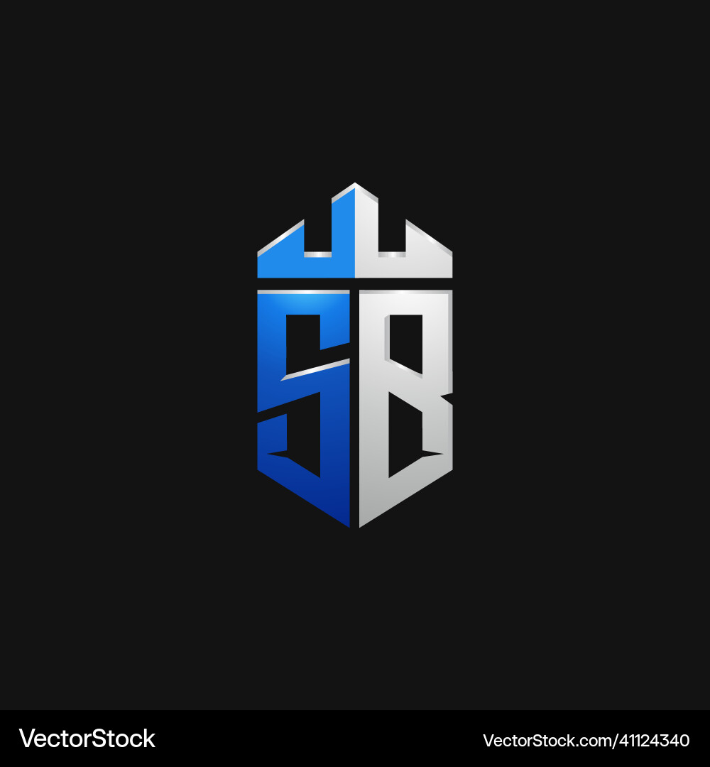 Sb initials shield logo monogram designs modern Vector Image