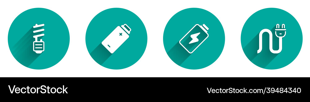 Set led light bulb battery charge and electric Vector Image