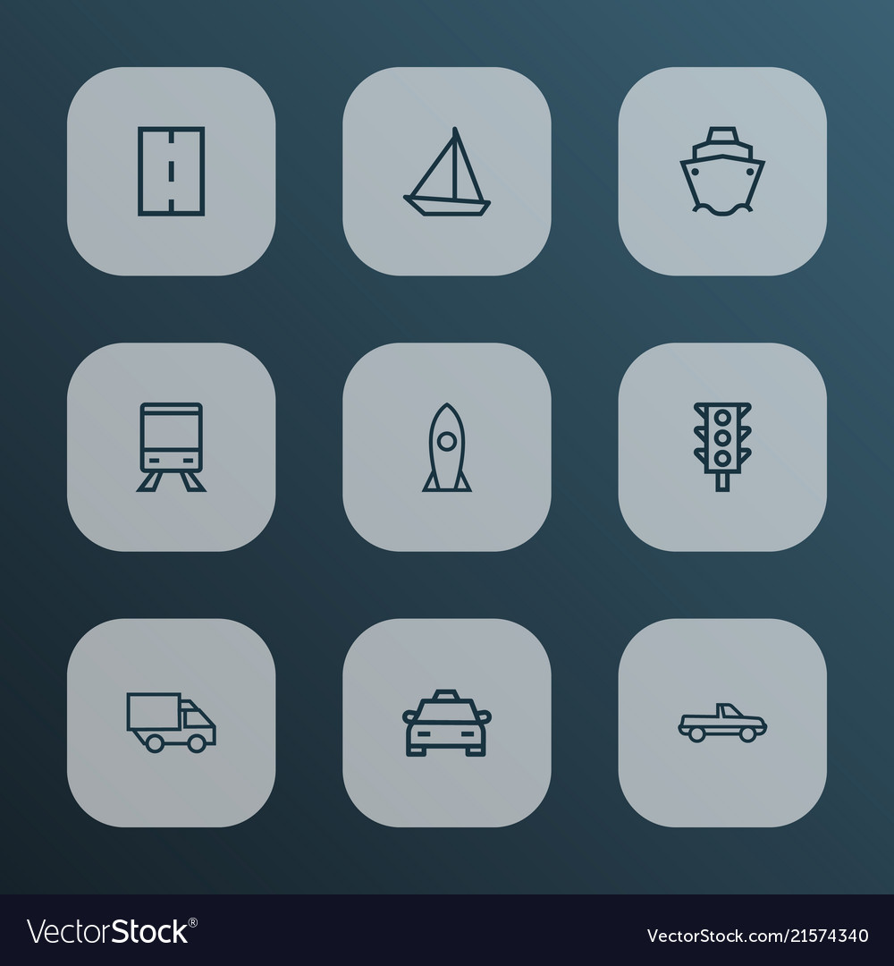 Shipment icons line style set with tanker Vector Image Shipment icons line style set with tanker Vector Image