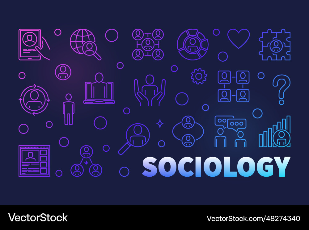 Sociology and social science thin line concept Vector Image