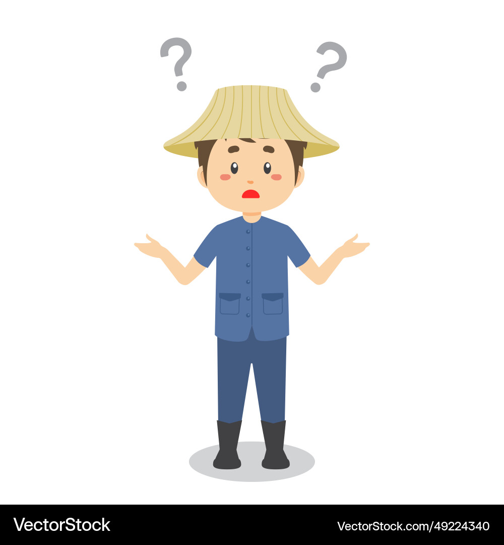 Thailand farmer confused with question mark Vector Image