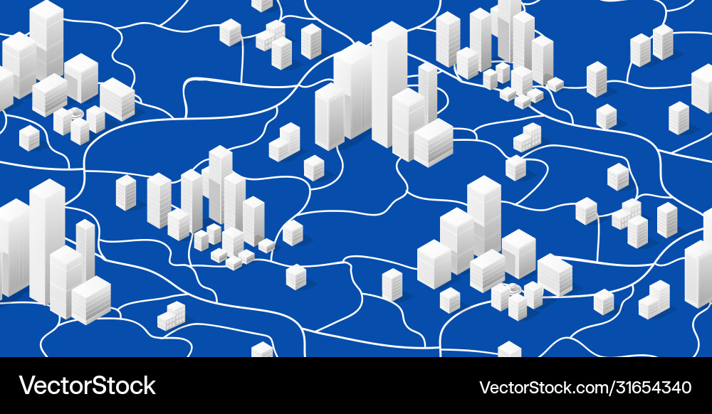 Urban isometric area with building streets Vector Image