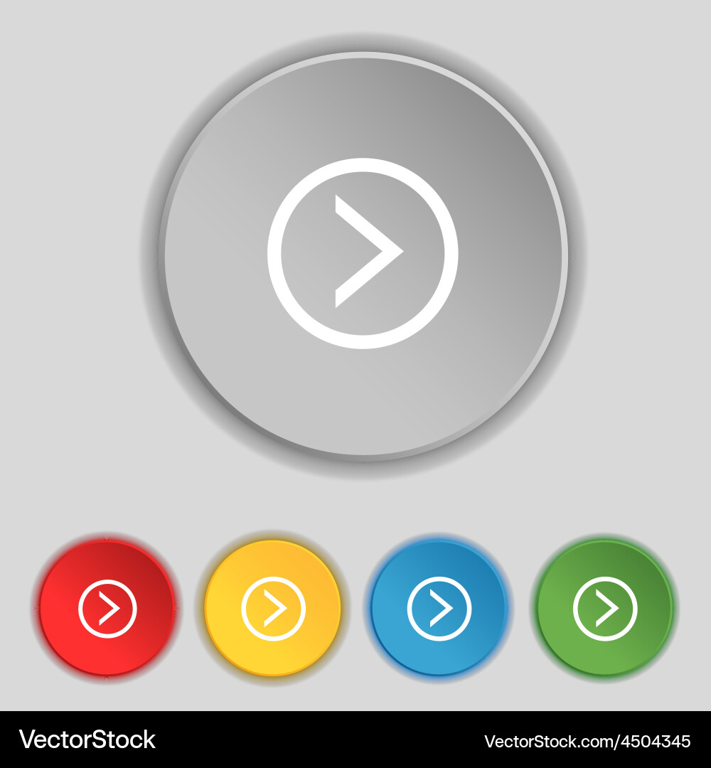 Arrow right next icon sign symbol on five flat Vector Image
