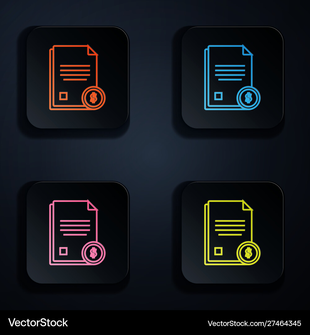 Color neon line finance document icon isolated Vector Image