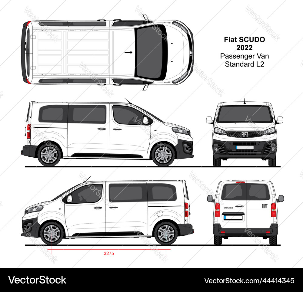 Fiat scudo passenger van l2 2022 Royalty Free Vector Image
