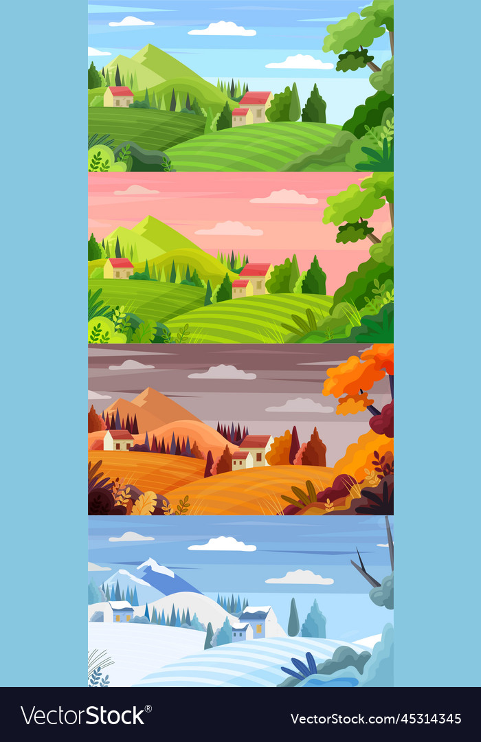 Four seasons landscape set Royalty Free Vector Image Four seasons landscape set Royalty Free Vector Image